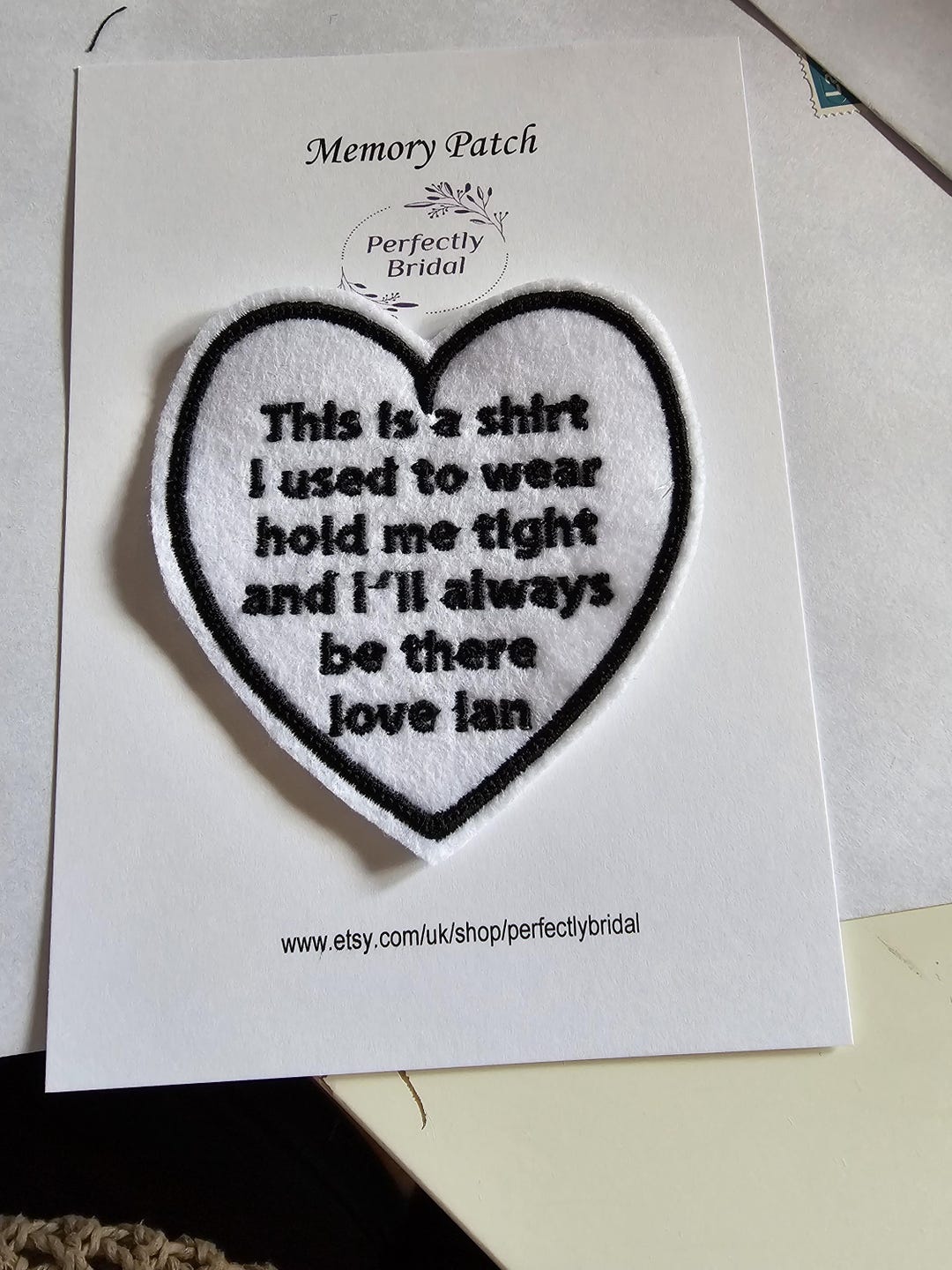 Memory Patch 3" Heart Own Wording for a Bear Keepsake Patch Memory ...