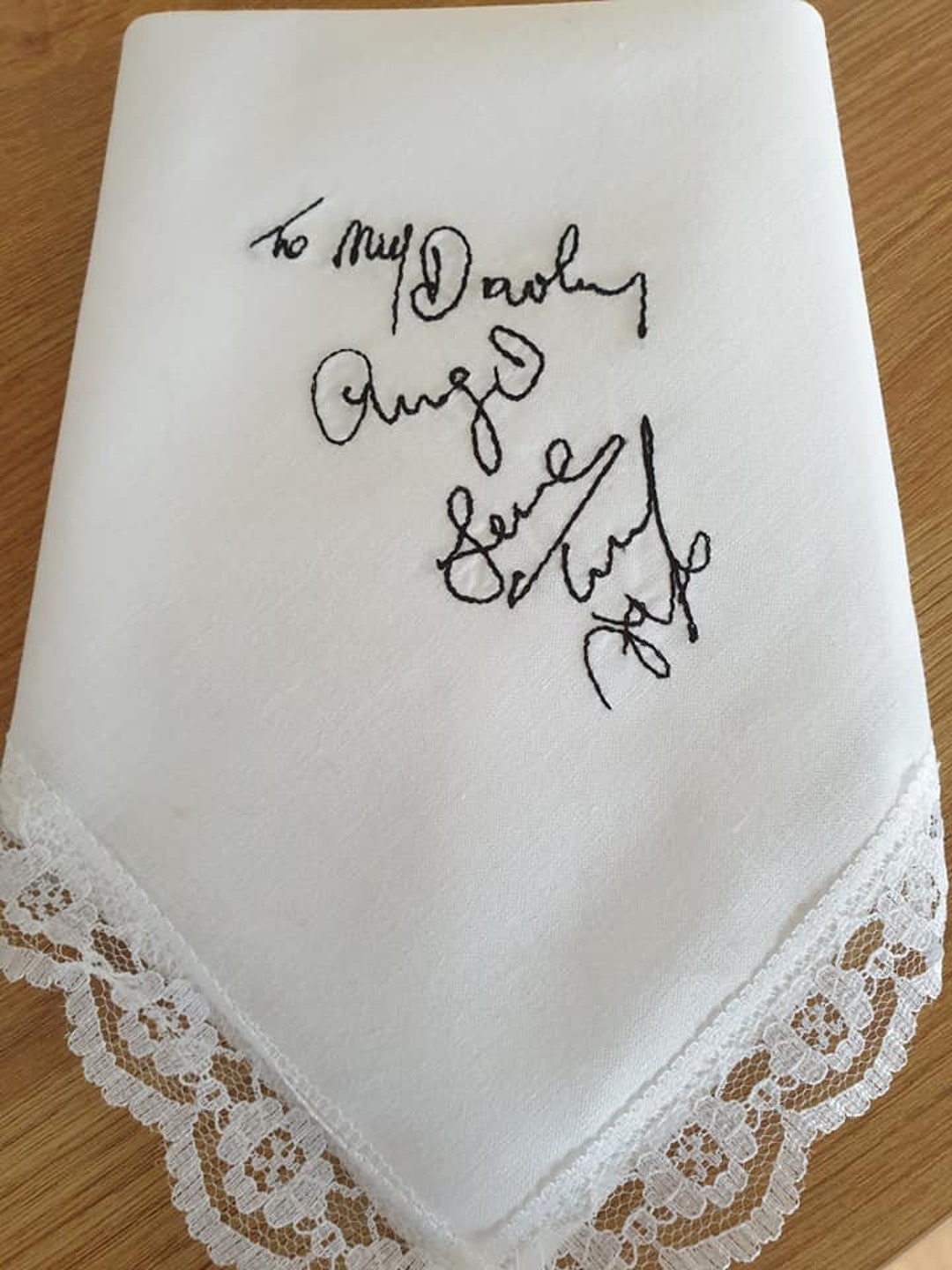 Handwriting Men and Ladies Embroidered Custom Order Handkerchief ...