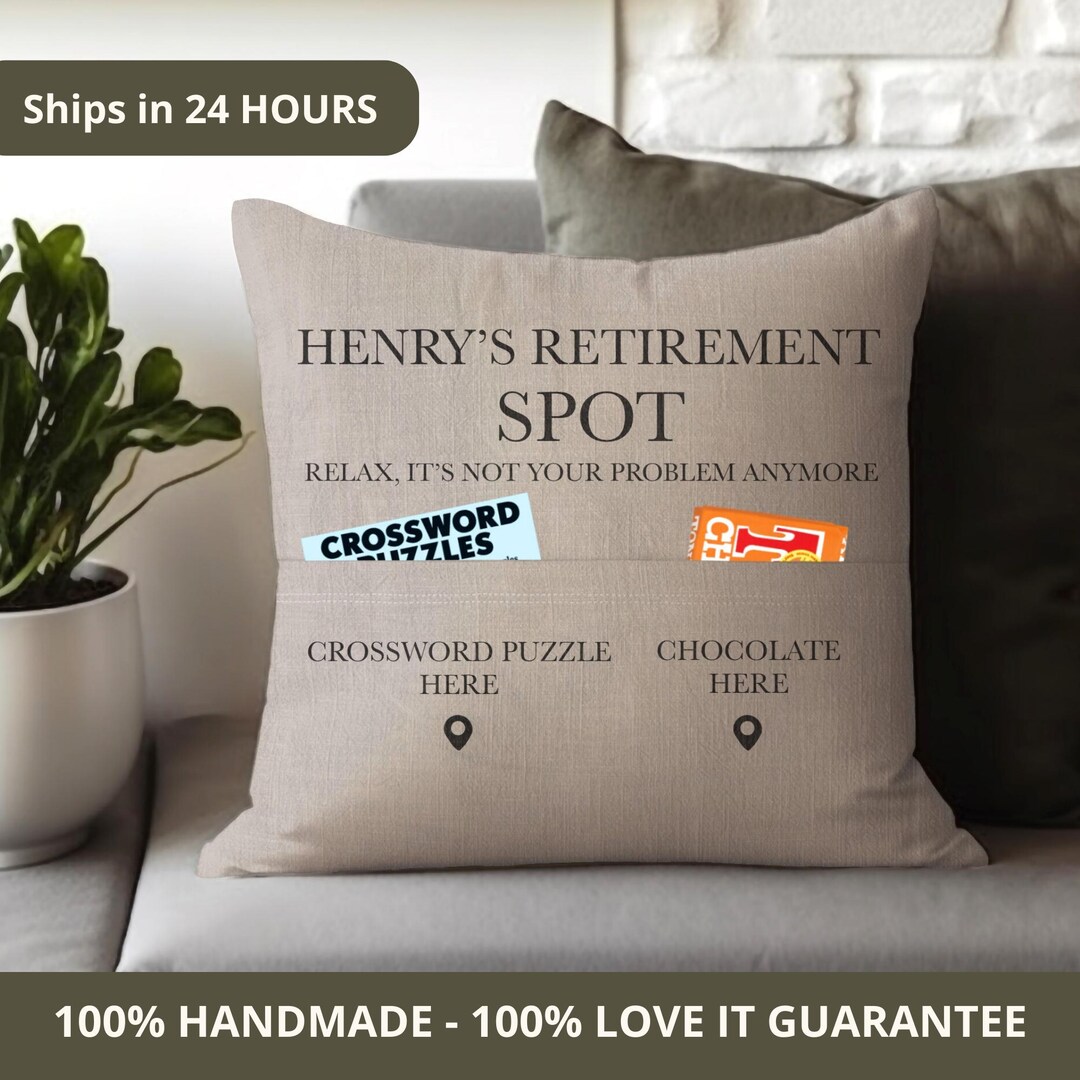 Personalized Retirement Gift Pillow Cover, Custom Pocket Cushion ...