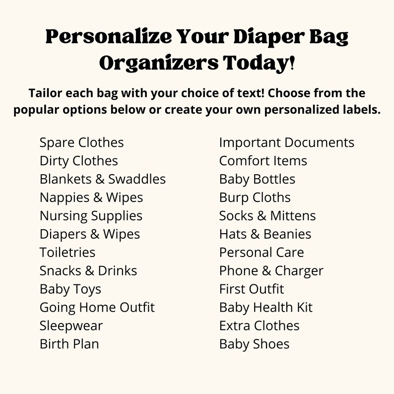 Custom Diaper Bag Organizer, Personalized Daycare Bags, Reusable Bags ...