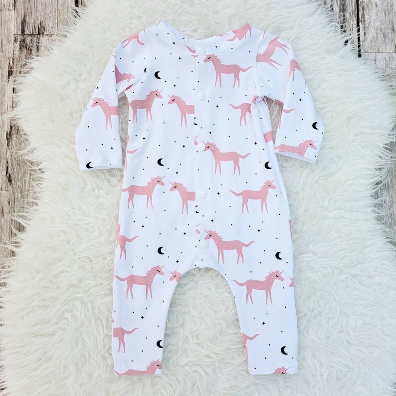 Pink Unicorn One Piece Baby Girl Sleepsuit Unicorns - Etsy