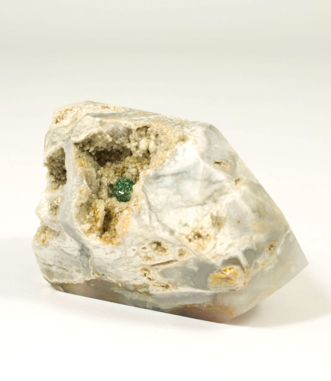 Polished Chalcedony With Variscite Crystal in Geode - Rare Combination ...