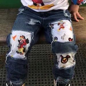 Mickey Mouse Roadster Jeans Birthday Ripped Distressed Toddler Made ...