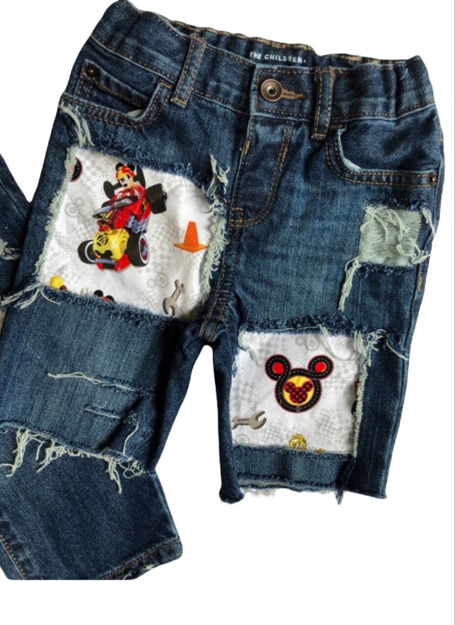 Mickey Mouse Roadster Jeans Birthday Ripped Distressed Toddler - Etsy