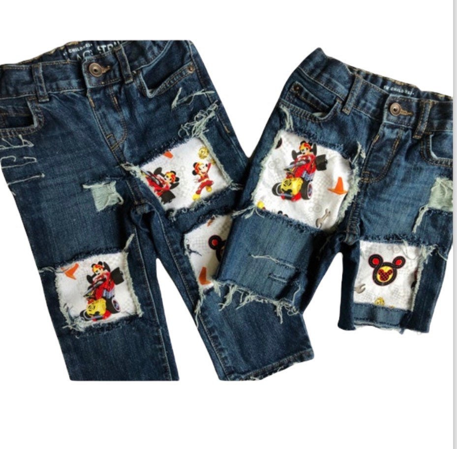 Mickey Mouse Roadster Jeans Birthday Ripped Distressed Toddler - Etsy