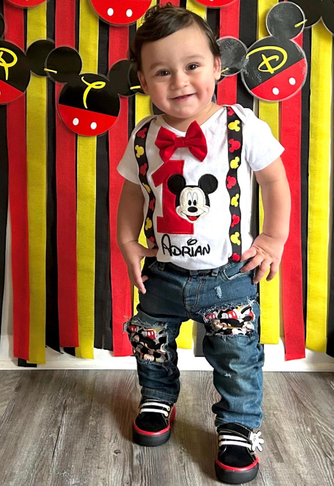 Mickey Mouse Stretch Skinny Straight Fit Jeans//shorts Denim Distressed ...