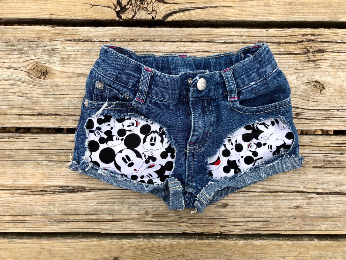 Mickey Mouse Birthday Shorts Ripped Distressed made from | Etsy