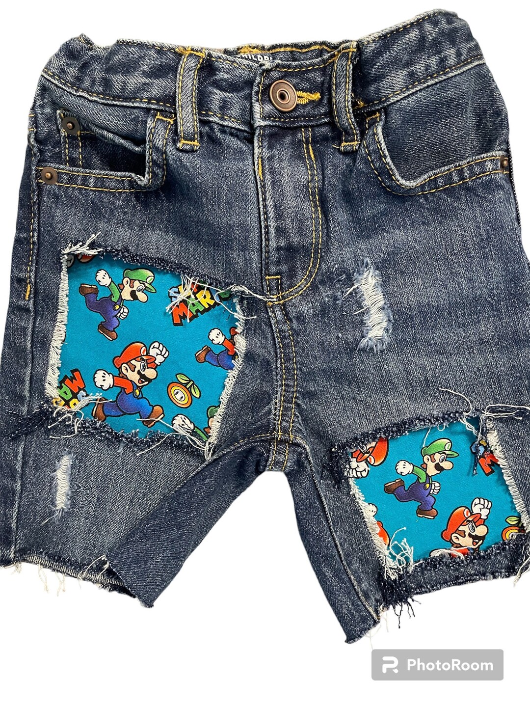 Super Mario Birthday Shorts Mario Luigi Denim Cut Offs Distressed - Etsy