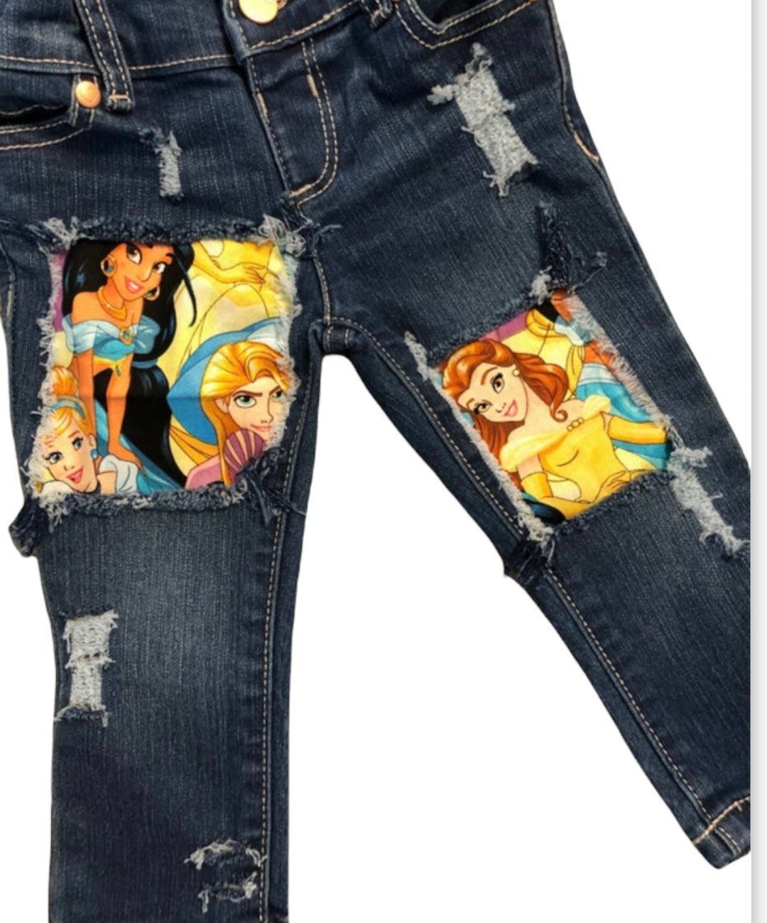 Princess Birthday Jeans Jasmine Rapunzel Cinderella Belle Beauty and ...