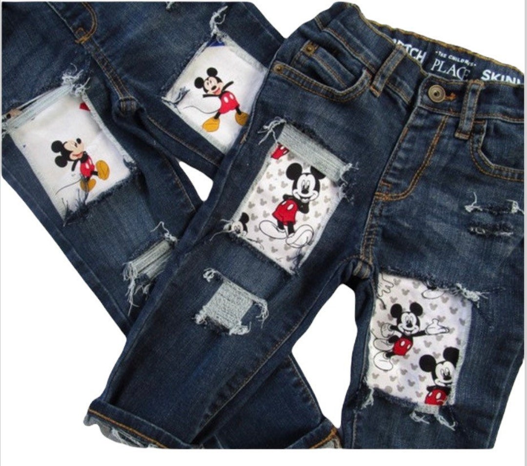 Mickey Mouse Skinny Jeans Boys Made With Mickey Mouse Fabric Distressed ...