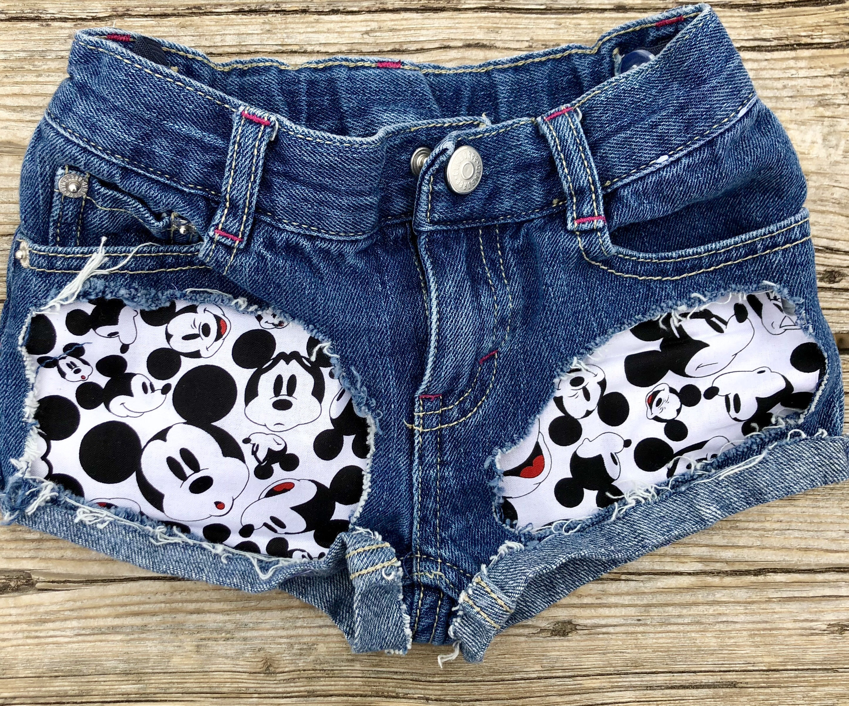 Mickey Mouse Birthday Shorts Ripped Distressed made from | Etsy