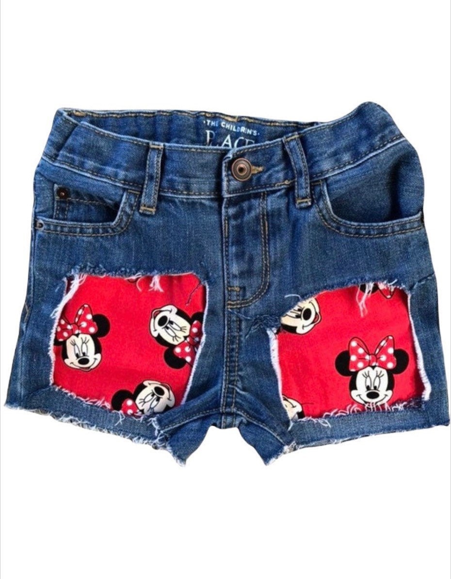 Minnie Mouse Shorts Girls Birthday Patchwork Distressed Ripped | Etsy