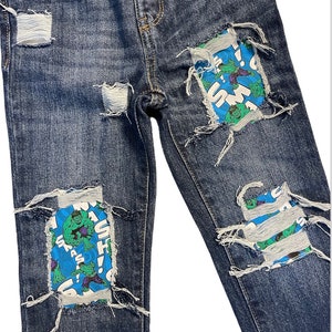 Hulk Superhero Jeans and Shorts Distressed Ripped Skinny Straight Fit ...