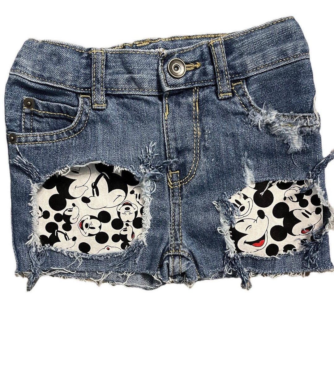 Mickey Mouse Birthday Shorts Ripped Distressed Made From Mickey Mouse ...