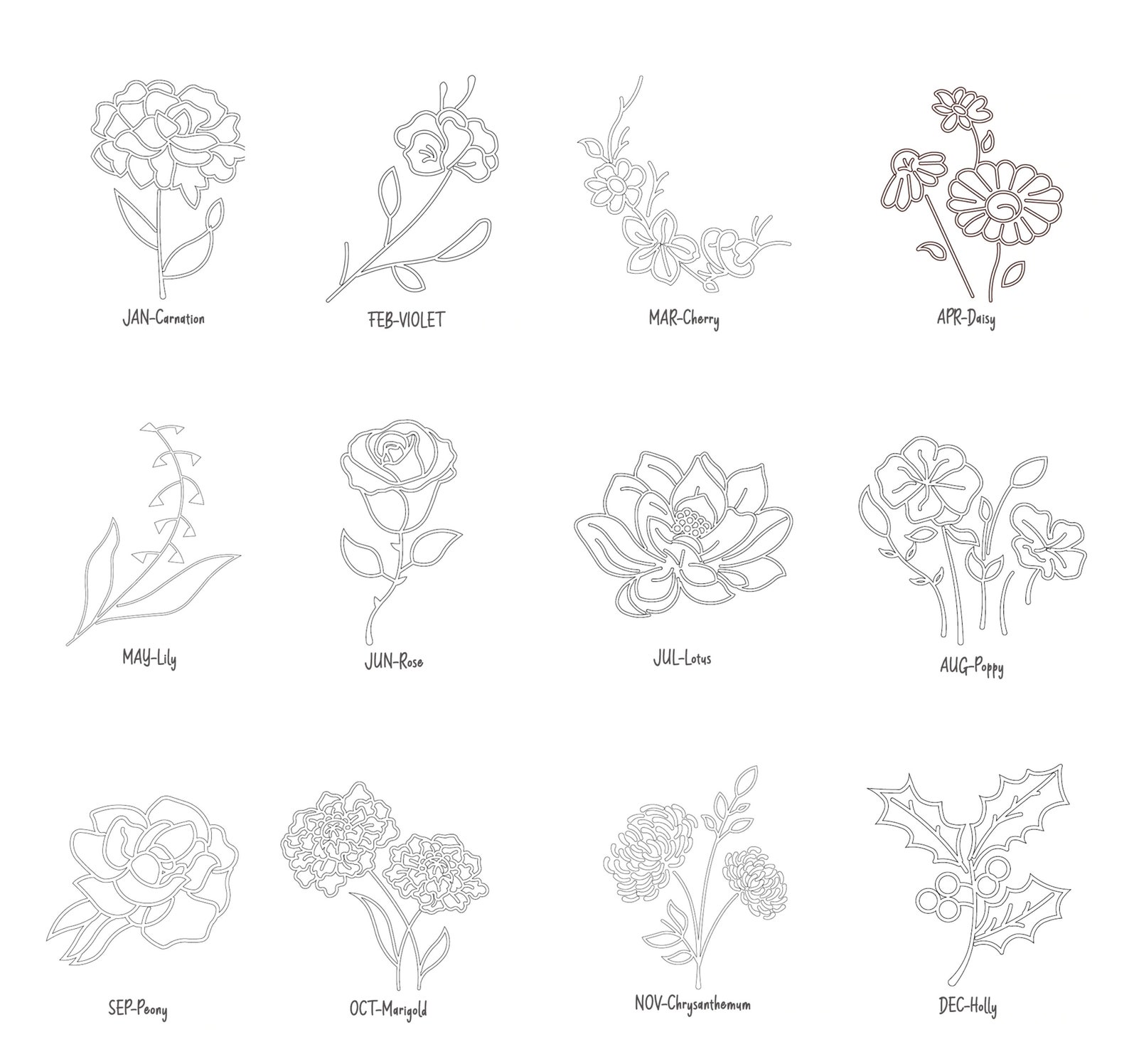 Dainty Birth Flower Pendant Chain Necklace Gold Necklace | Etsy