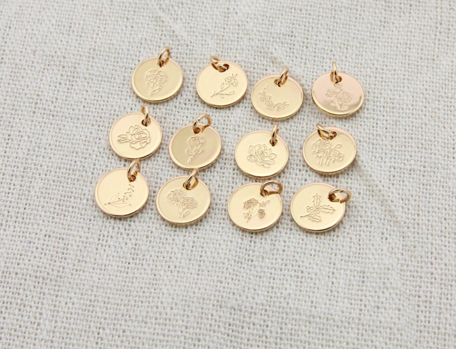 Dainty Birth Flower Pendant Chain Necklace Gold Necklace | Etsy