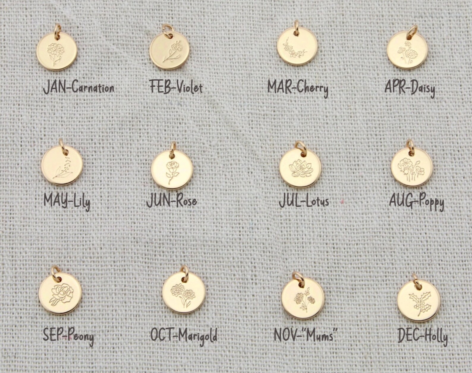 Dainty Birth Flower Pendant Chain Necklace Gold Necklace | Etsy