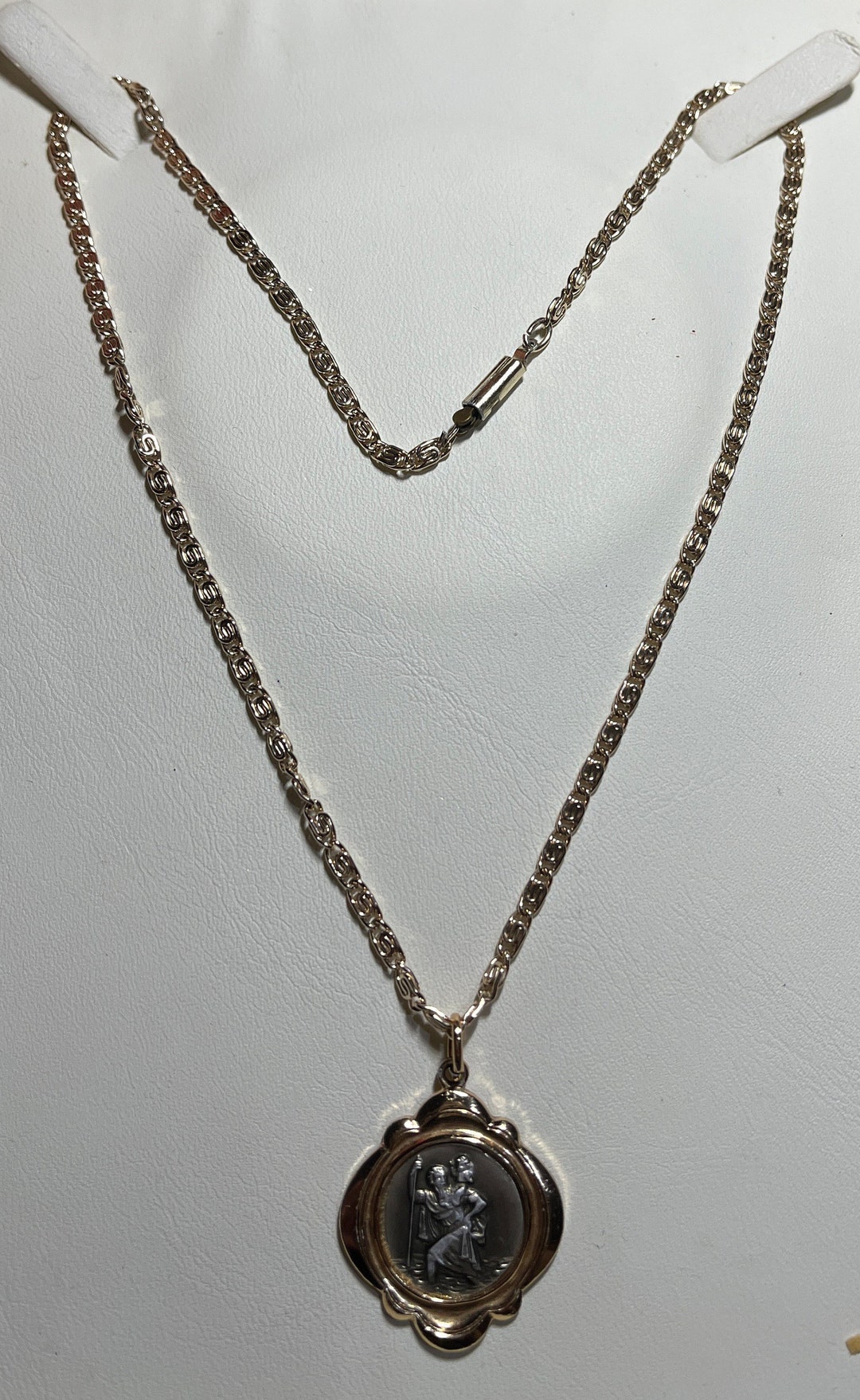 Vintage Ges Gesch St Christopher Pendant and Chain - Etsy