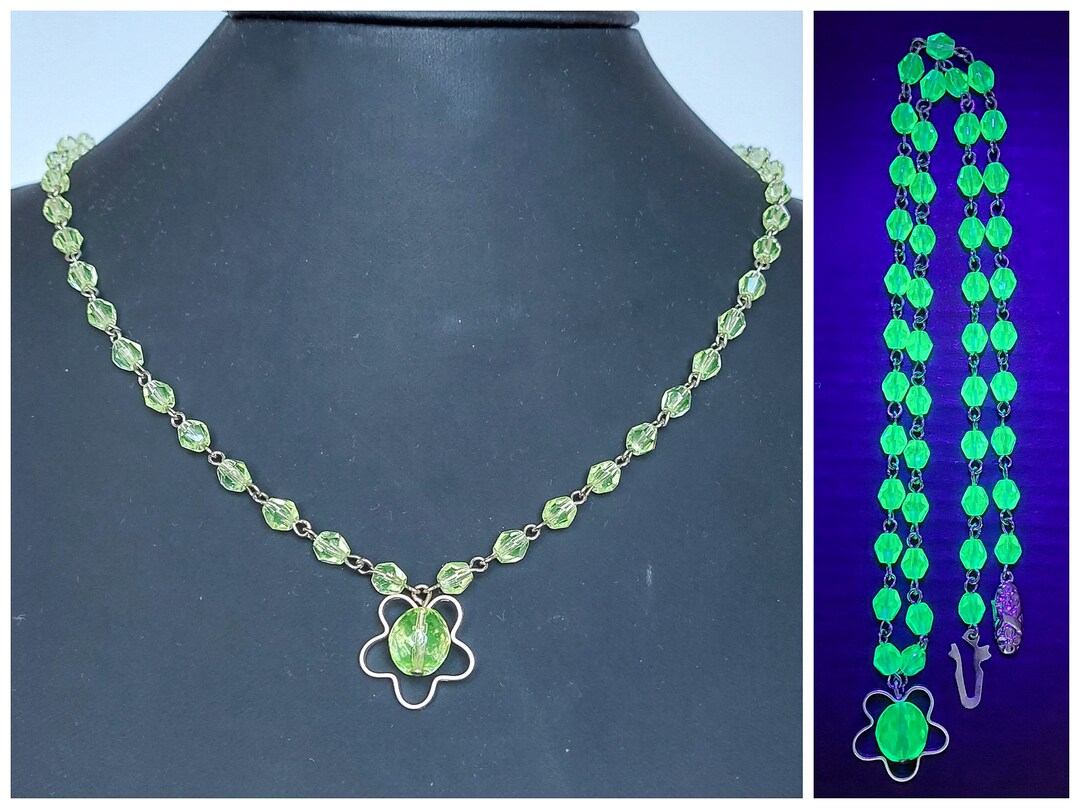 Czech Uranium Faceted Bead Glass Flower Pendant and Uranium - Etsy