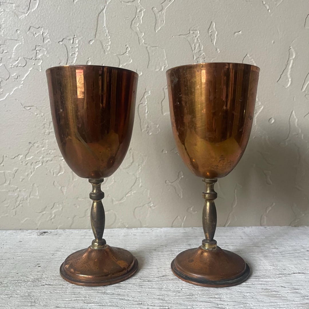 Vintage Copper & Brass Wine Goblets - Medieval Style Set of 2 - Etsy