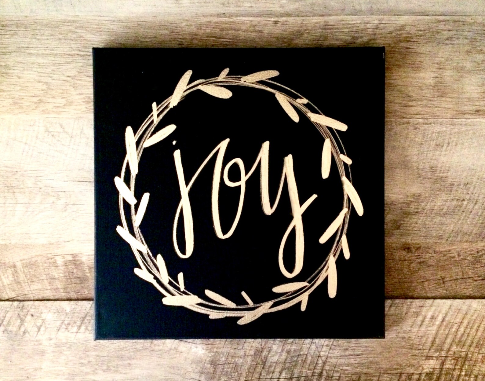 Joy Wreath Canvas Sign 12x12 Home Decor Christmas Sign - Etsy