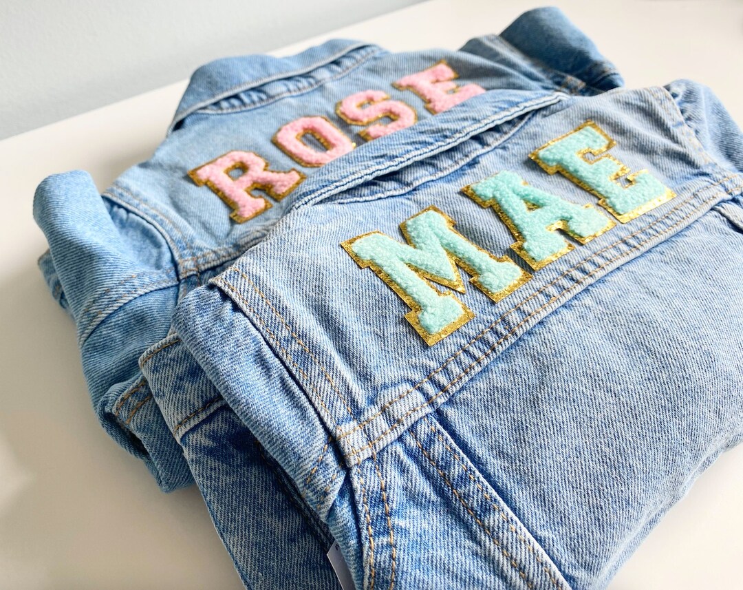 Personalized Baby Denim Jacket: Chenille Letter Patches - Etsy