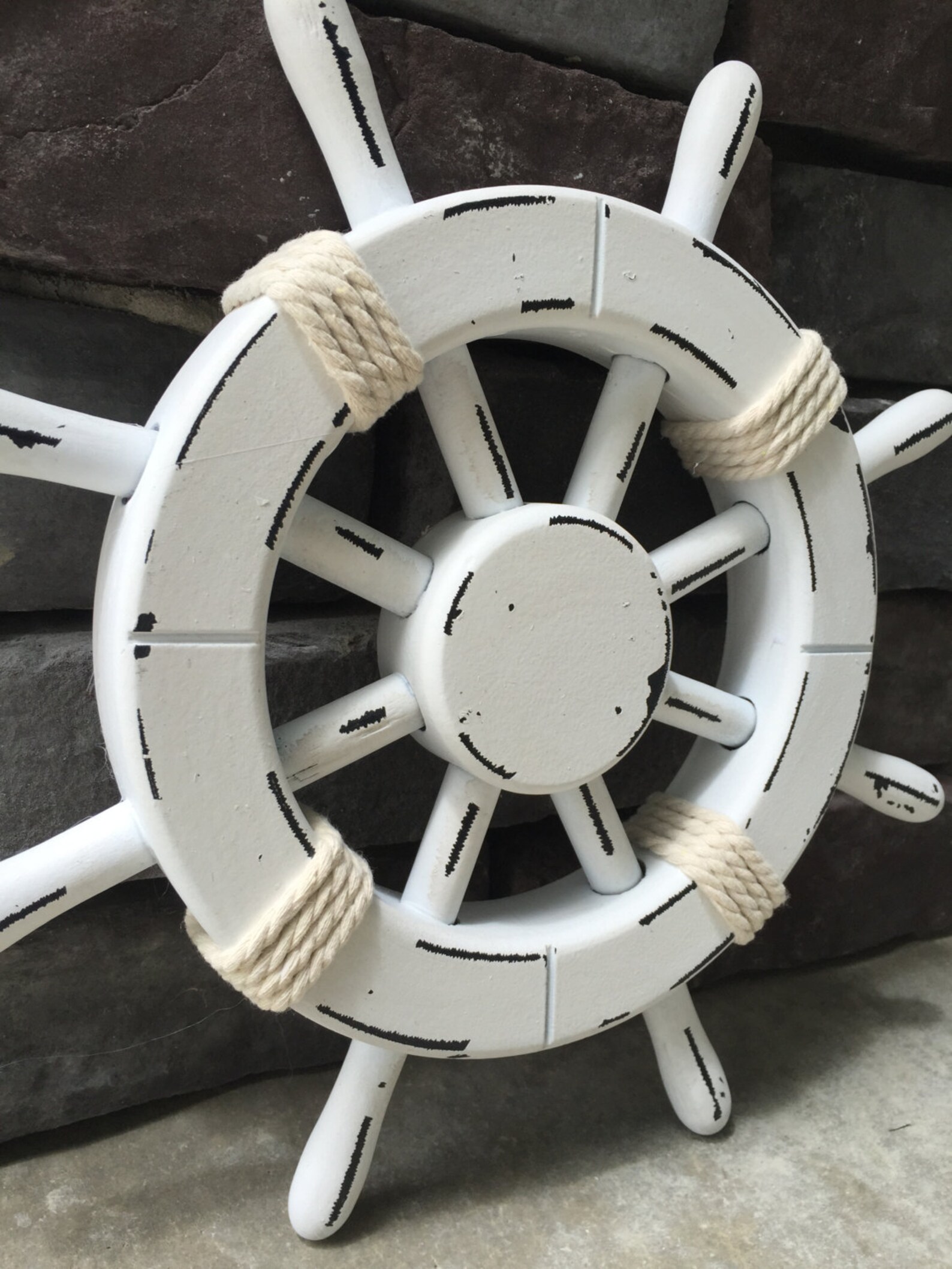 Rustic White Nautical Ship Wheel Decorative ship's wheel | Etsy