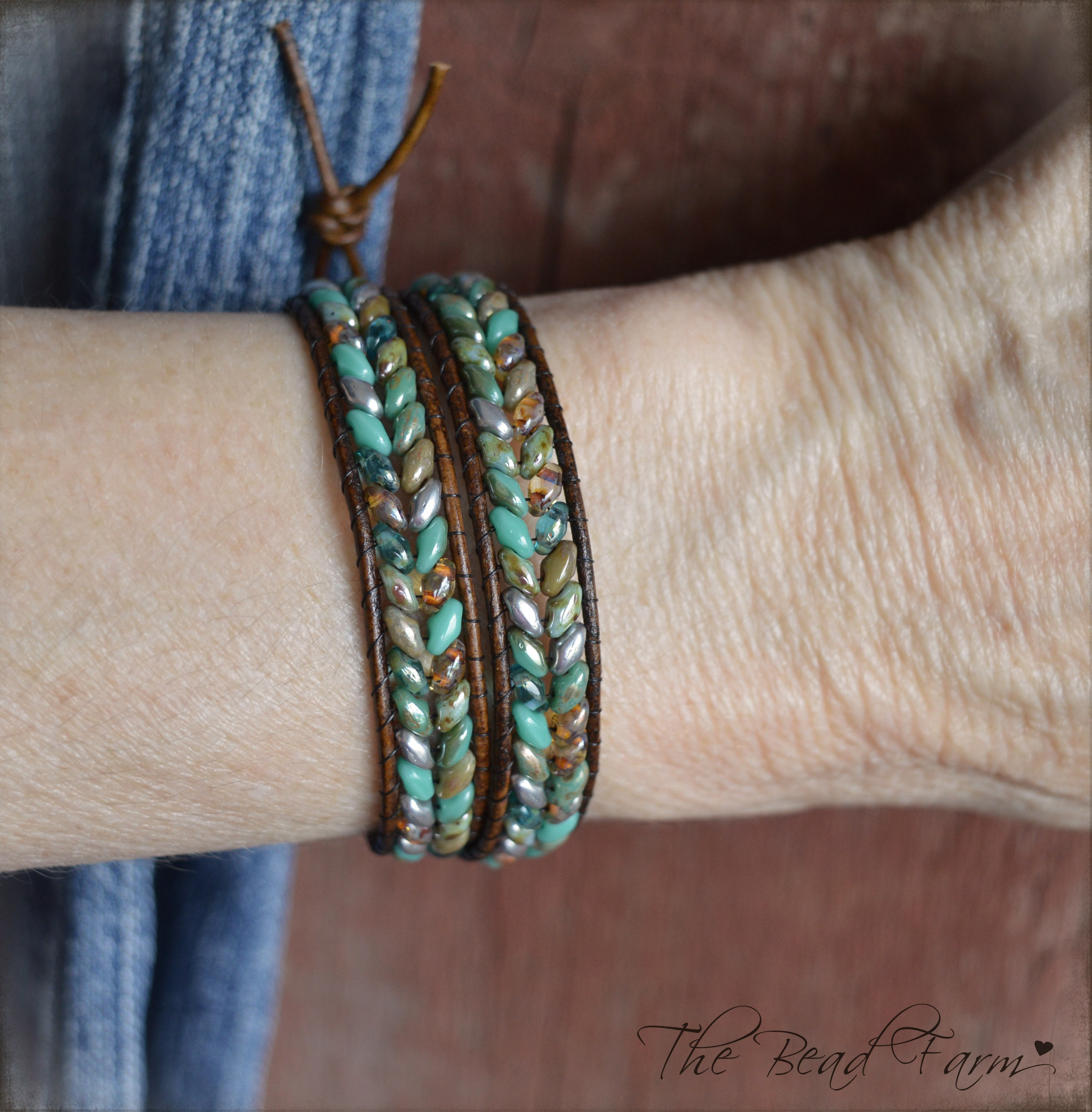 Wrap Bracelet Beaded Leather Bracelet Beaded Wrap Bracelet - Etsy