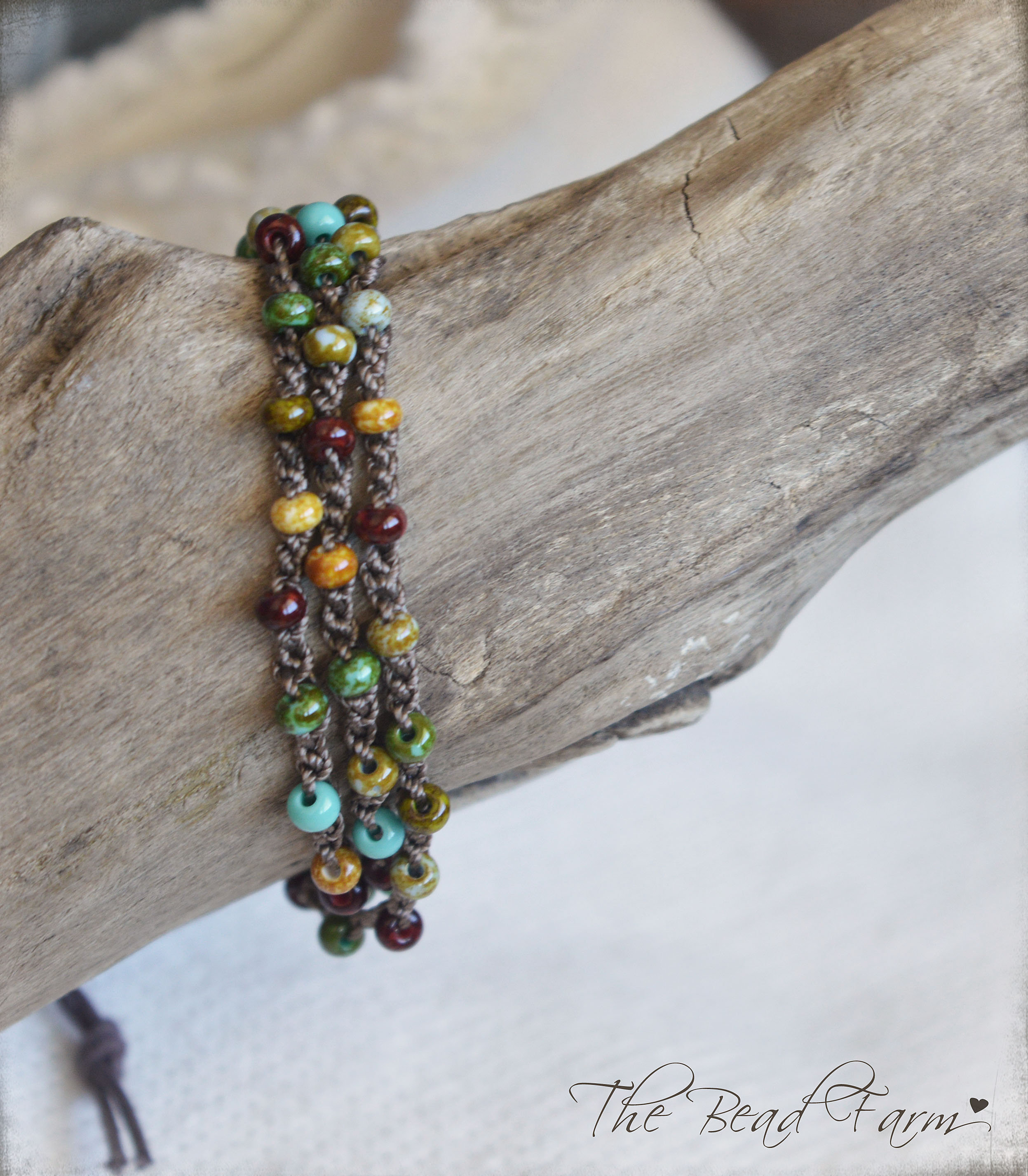 Hand Crocheted Picasso Beaded Wrap Bracelet: Bohemian Style - Etsy