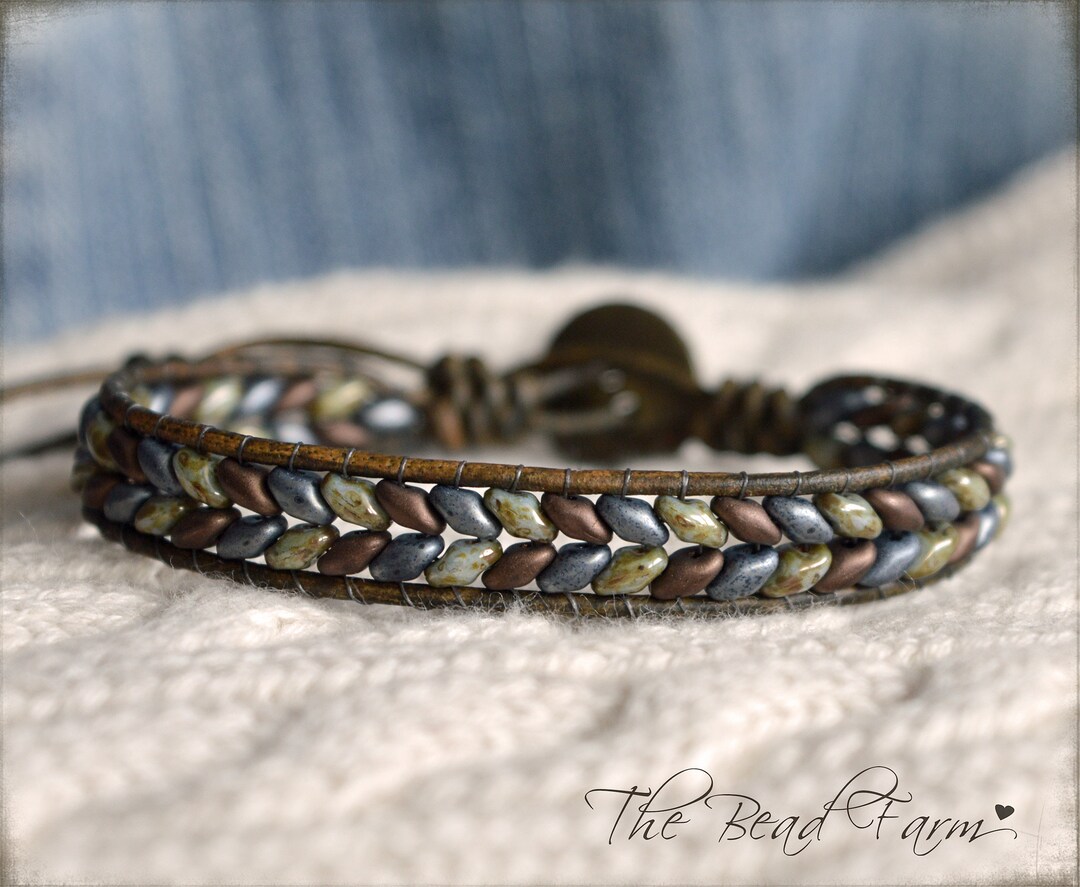 Handmade Boho Style Women's Leather and Bead Bracelet - Etsy