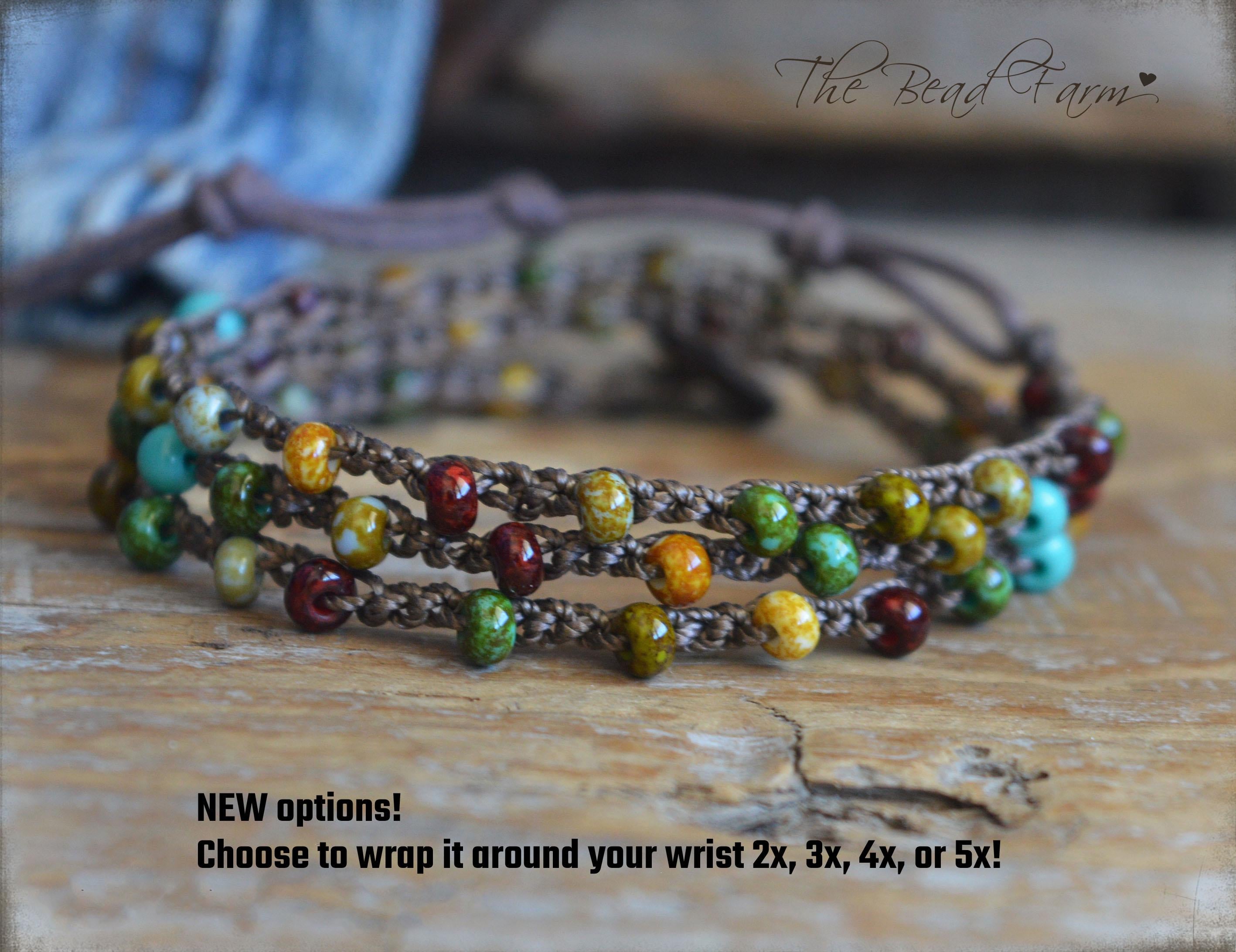 Hand Crocheted Picasso Beaded Wrap Bracelet: Bohemian Style - Etsy