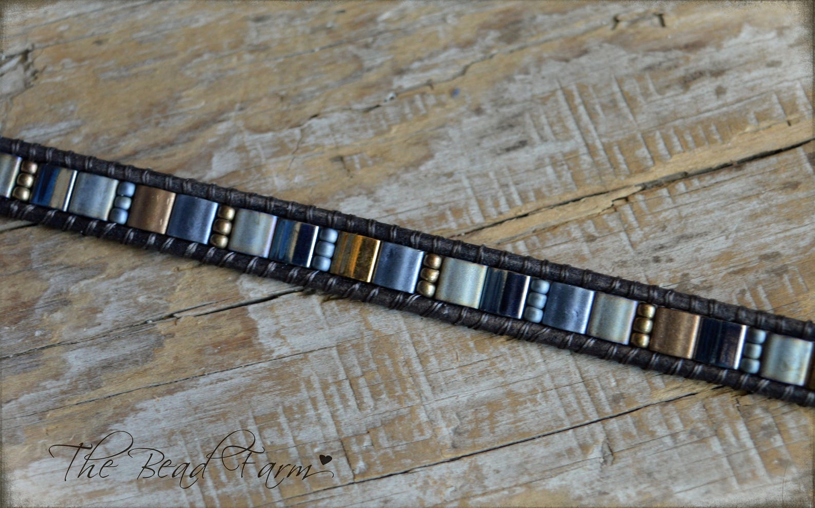 Wrap Bracelet a Double Wrap Leather Bracelet With Tile Beads | Etsy