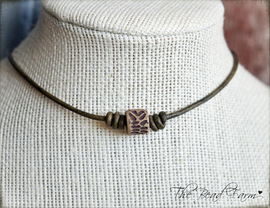 Unisex Boho Style Leather Choker Necklace - Etsy