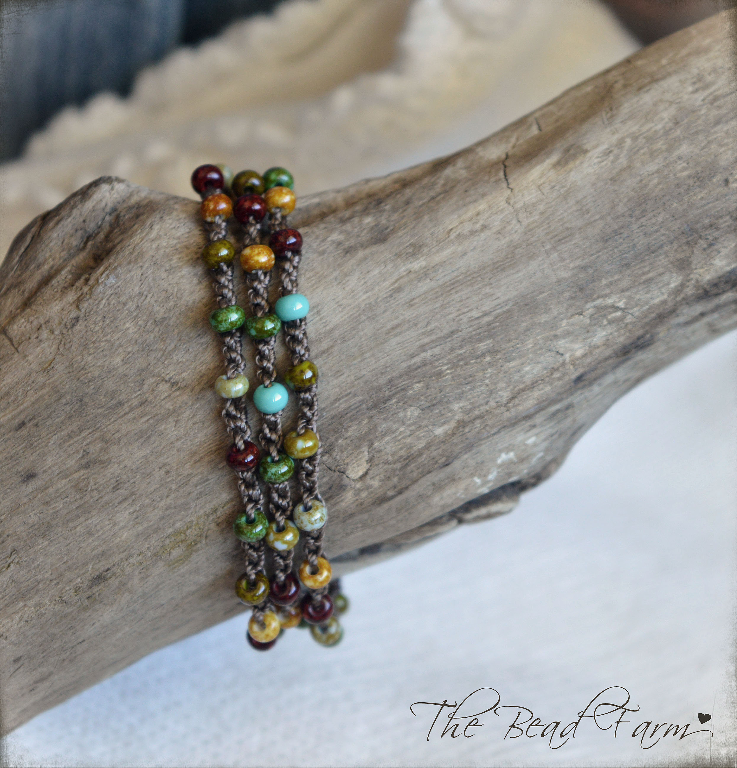 Hand Crocheted Picasso Beaded Wrap Bracelet: Bohemian Style - Etsy