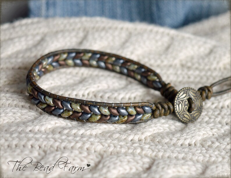 Handmade Boho Style Women's Leather and Bead Bracelet - Etsy