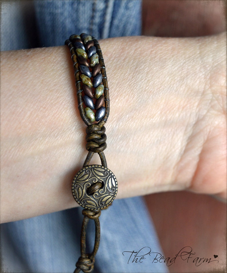 Handmade Boho Style Women's Leather and Bead Bracelet - Etsy