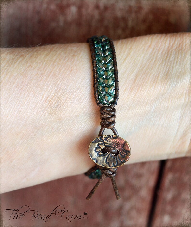 Leather Wrap Bracelet Superduo Beaded Wrap Boho Bracelet Etsy