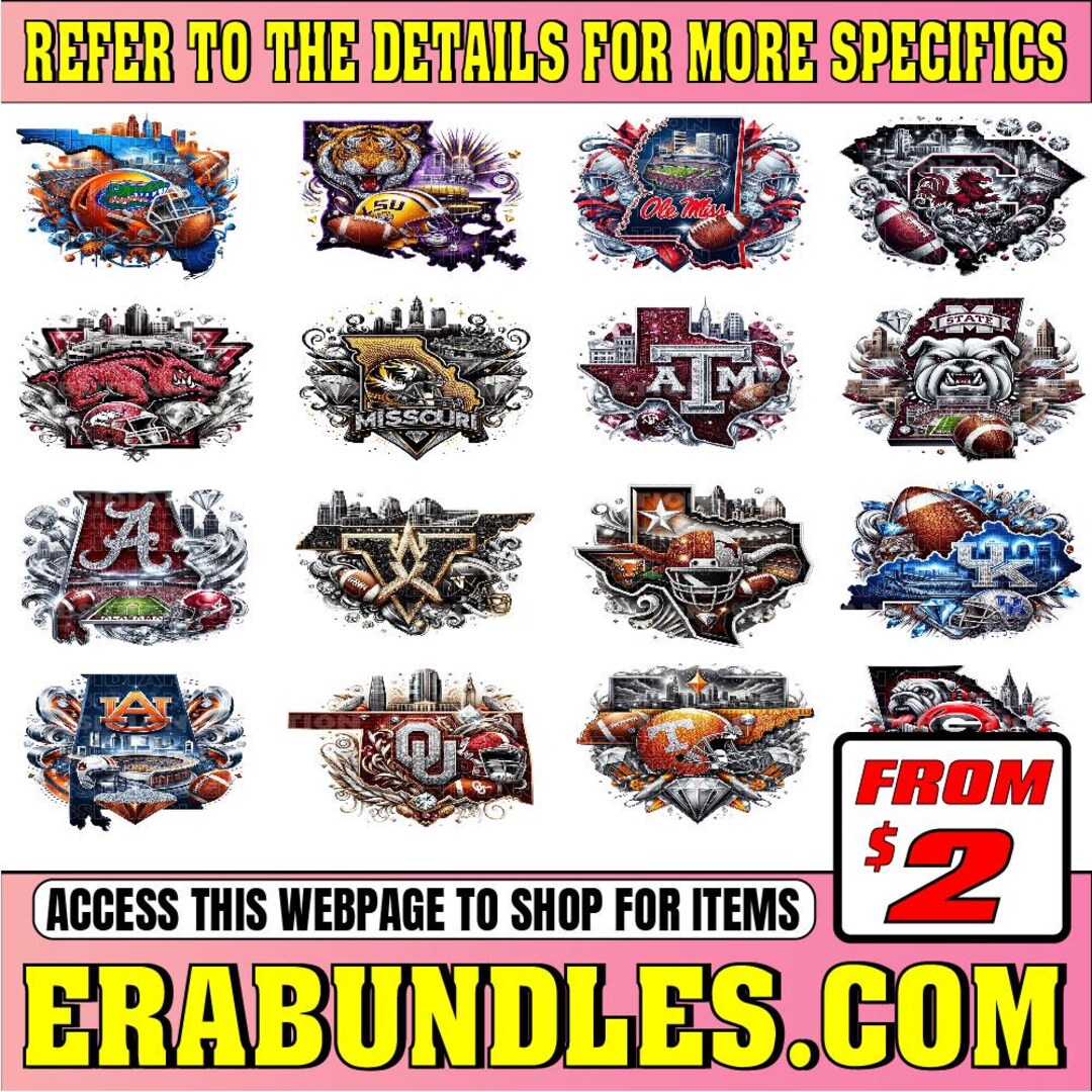 16 Files SEC Team PNG Bundle, High-quality Sports Logos, Instant ...