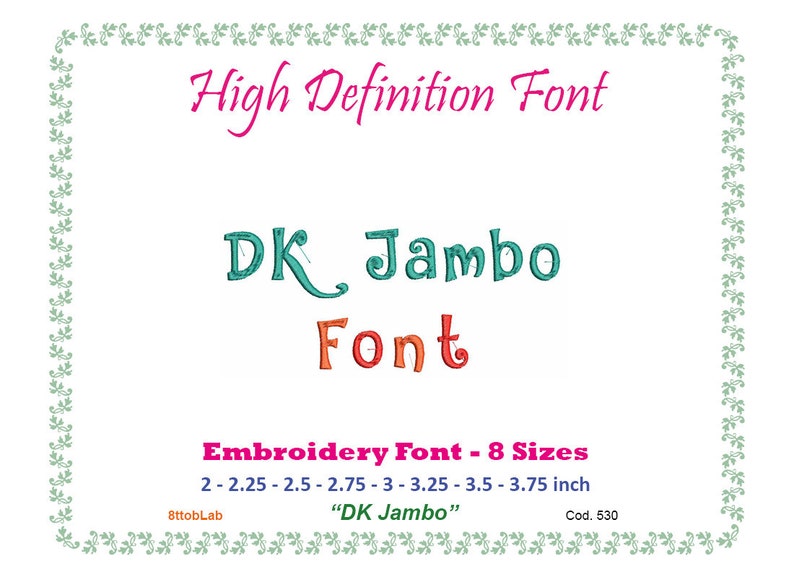 Dk Jambo Embroidery Font 8 Size - Etsy Sweden