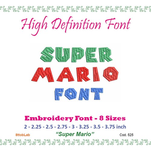 Embroidery Font Super Mario 8 Size - Etsy