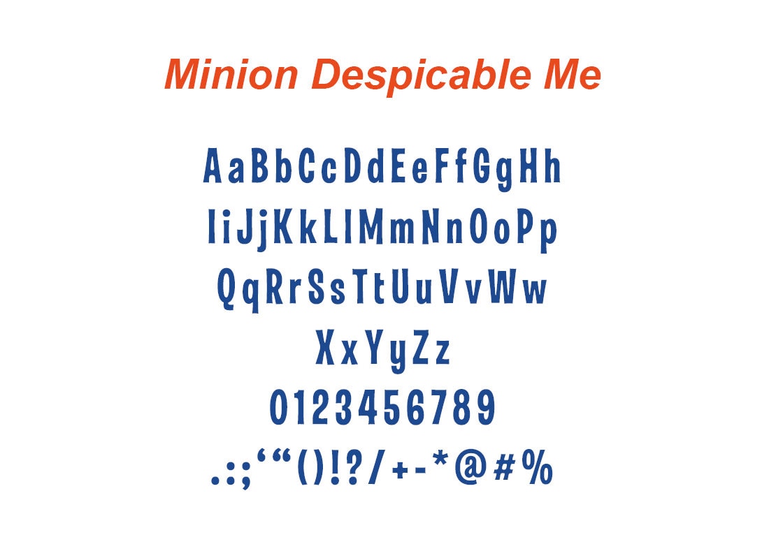 Minion Despicable Me Embroidery Font 8 Size - Etsy UK