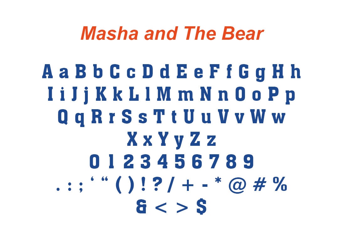 Embroidery font Masha and The Bear - Etsy México