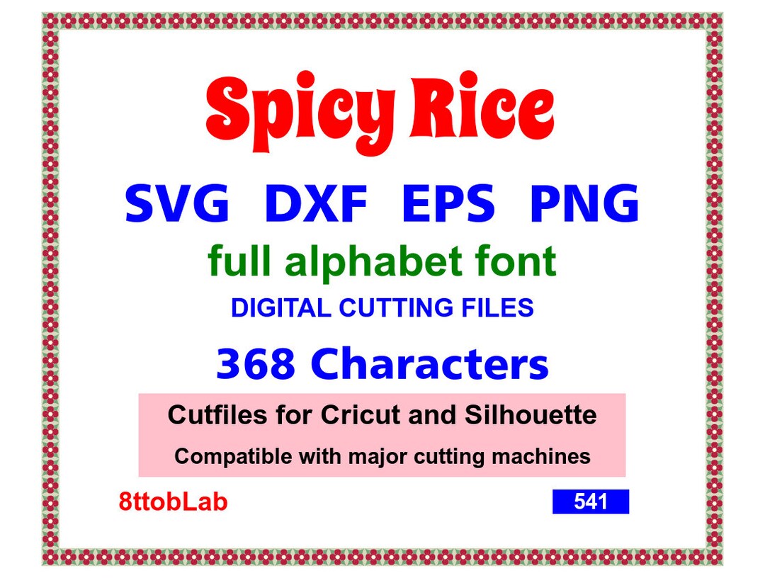 Spice Rice Svg Fonts Alphabet Cutfile Dxf, Eps, Png, - Etsy