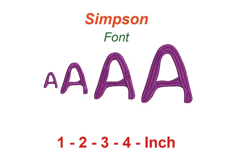 Simpson Embroidery Font 8 Size - Etsy Australia
