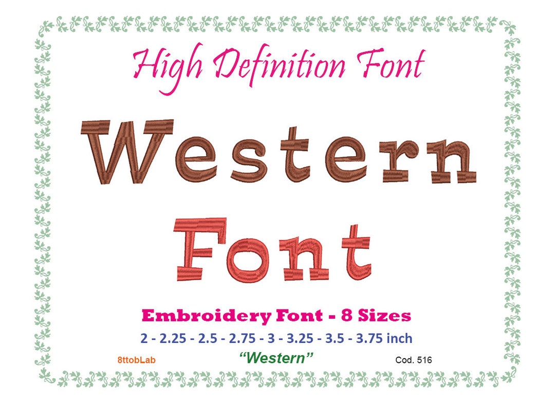 Western Embroidery Font 8 Size - Etsy
