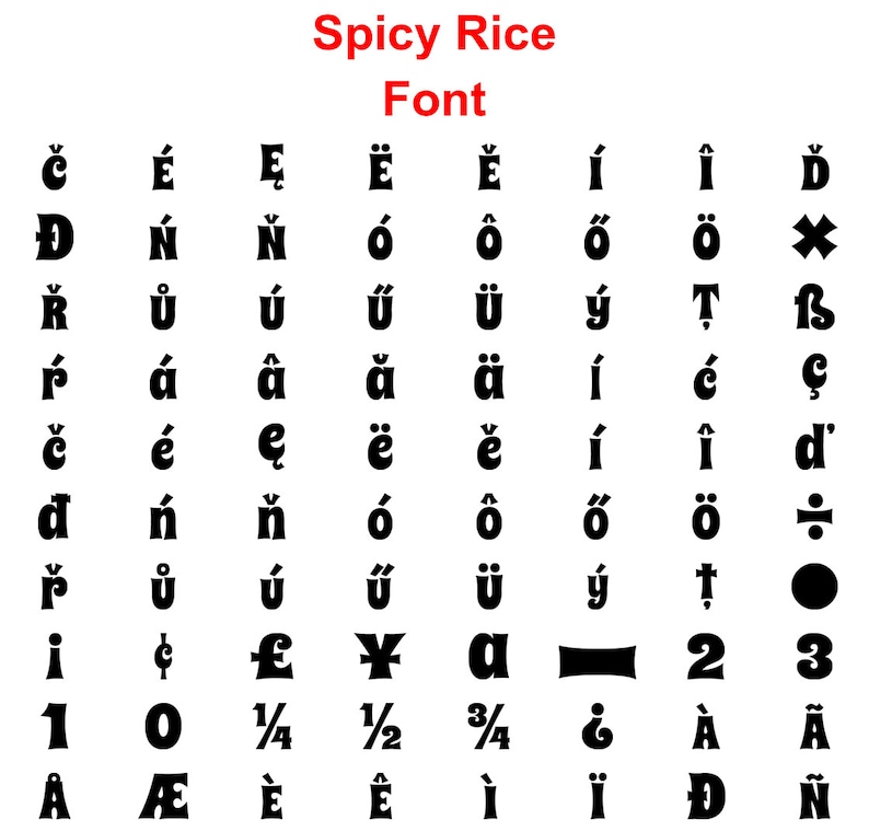 Spice Rice Svg Fonts Alphabet Cutfile Dxf Eps Png - Etsy