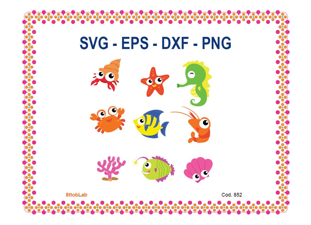 Sea Animals Svg Eps Dxf Png - Etsy