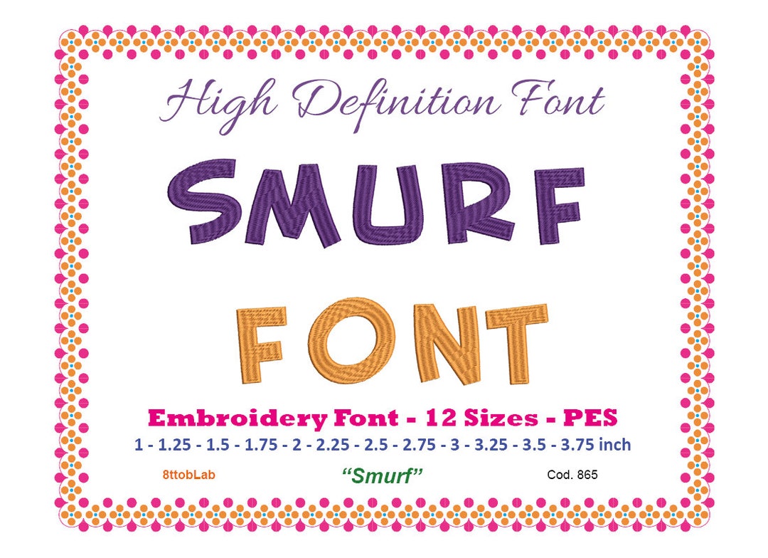 Smurf Font Embroidery Font - Etsy