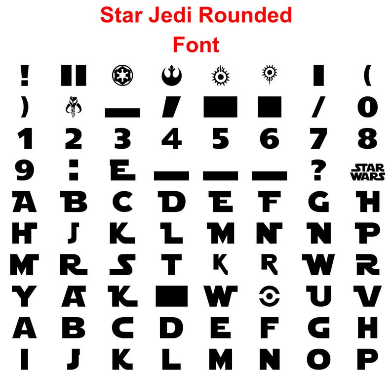 Star Jedi Svg Font Alphabet Eps Png Studio3 | Etsy