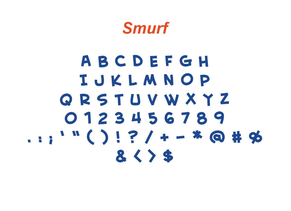Smurf Font Embroidery Font - Etsy